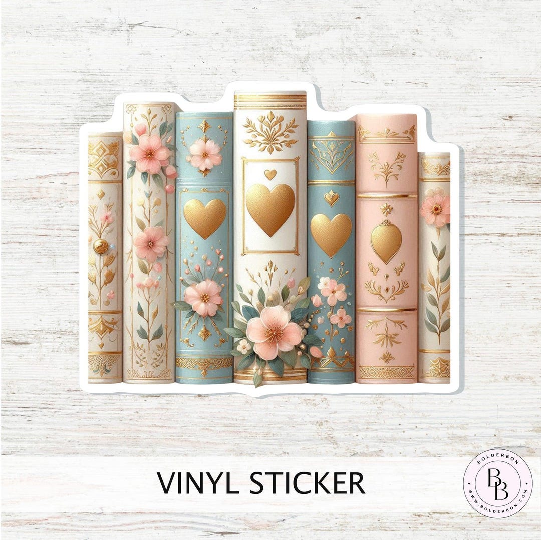 Vintage Floral Bookshelf Vinyl Sticker || Book Lover Vinyl Sticker ...
