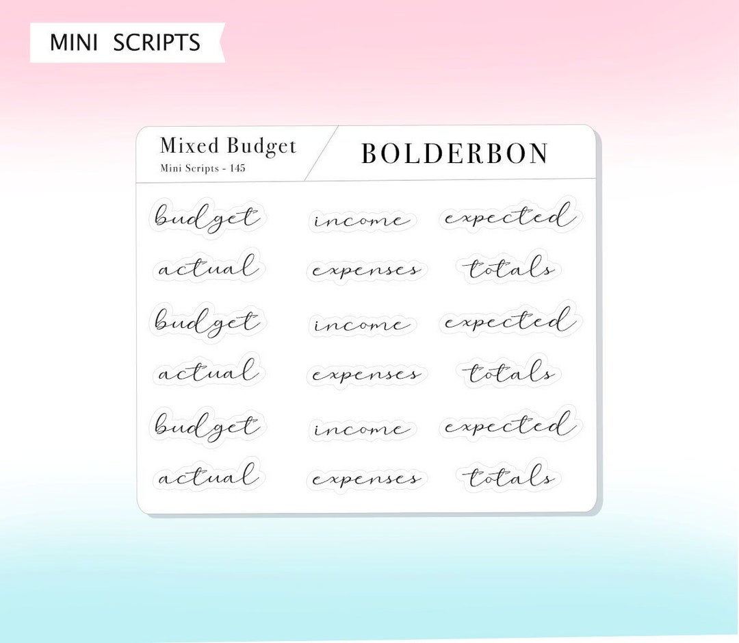 BUDGET SCRIPTS - MIXED || Mini Script Stickers - Minimal - Functional ...