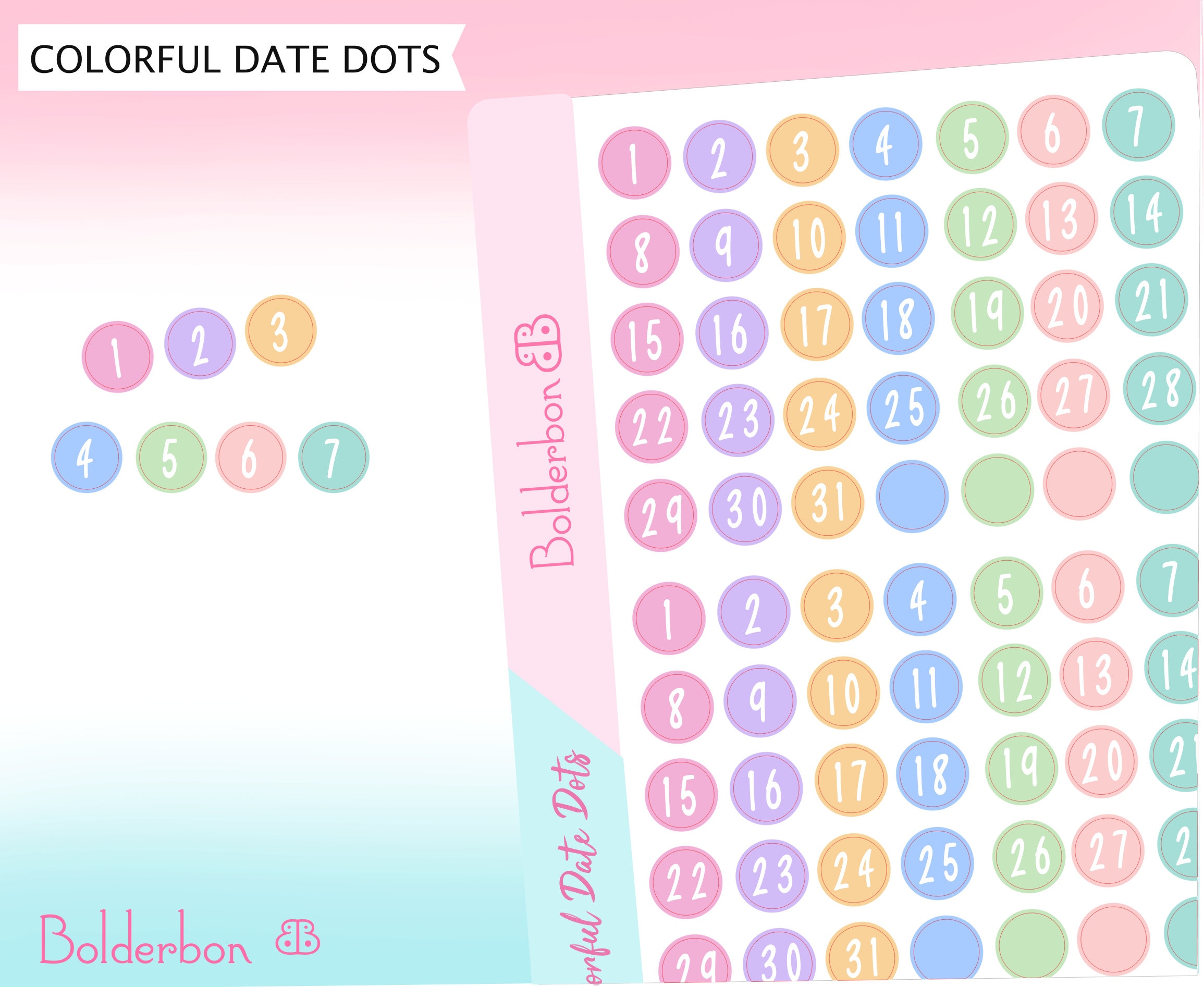 FECHA DOT STICKERS / Planner Stickers Fechas Cubiertas | Etsy