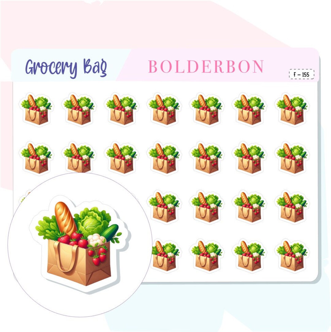 GROCERY BAG STICKERS || Planner Sticker, Grocery Bag Icon Sticker ...