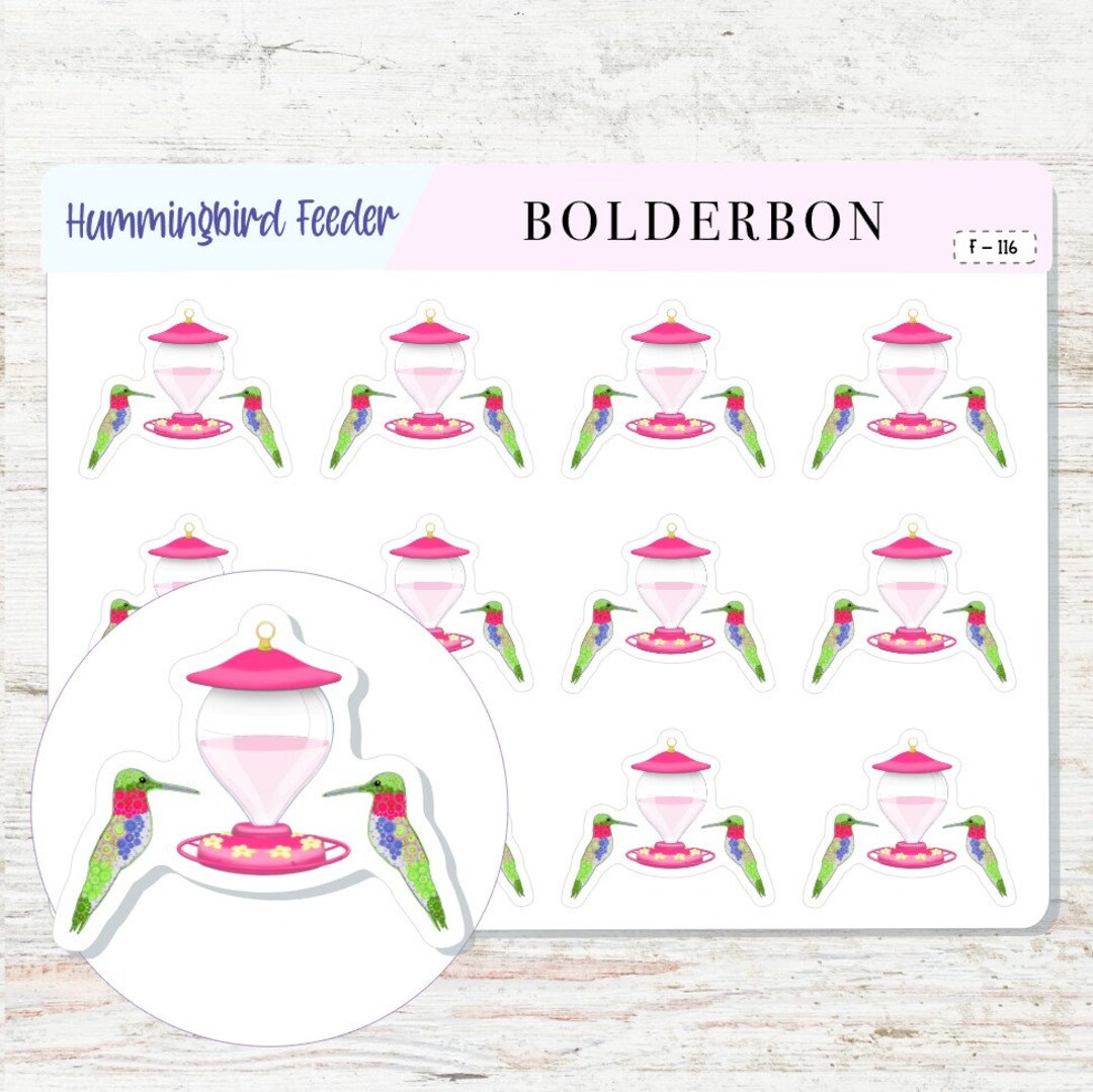 HUMMINGBIRD FEEDER Stickers || Planner Stickers, Hand Drawn, Spring ...