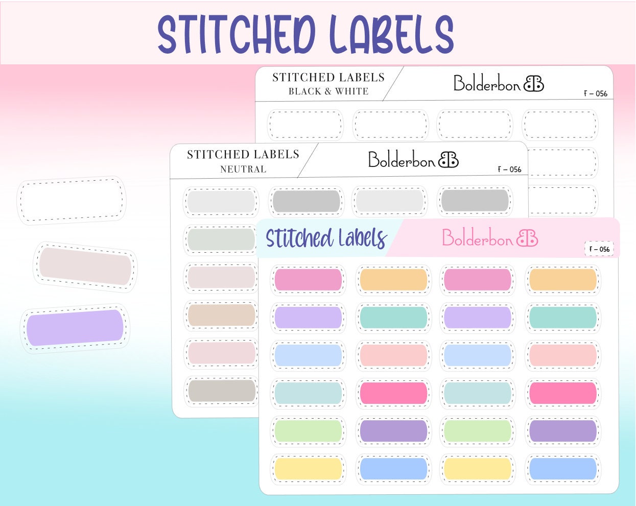 STITCHED LABELS Planner Stickers Neutral Colorful Black - Etsy