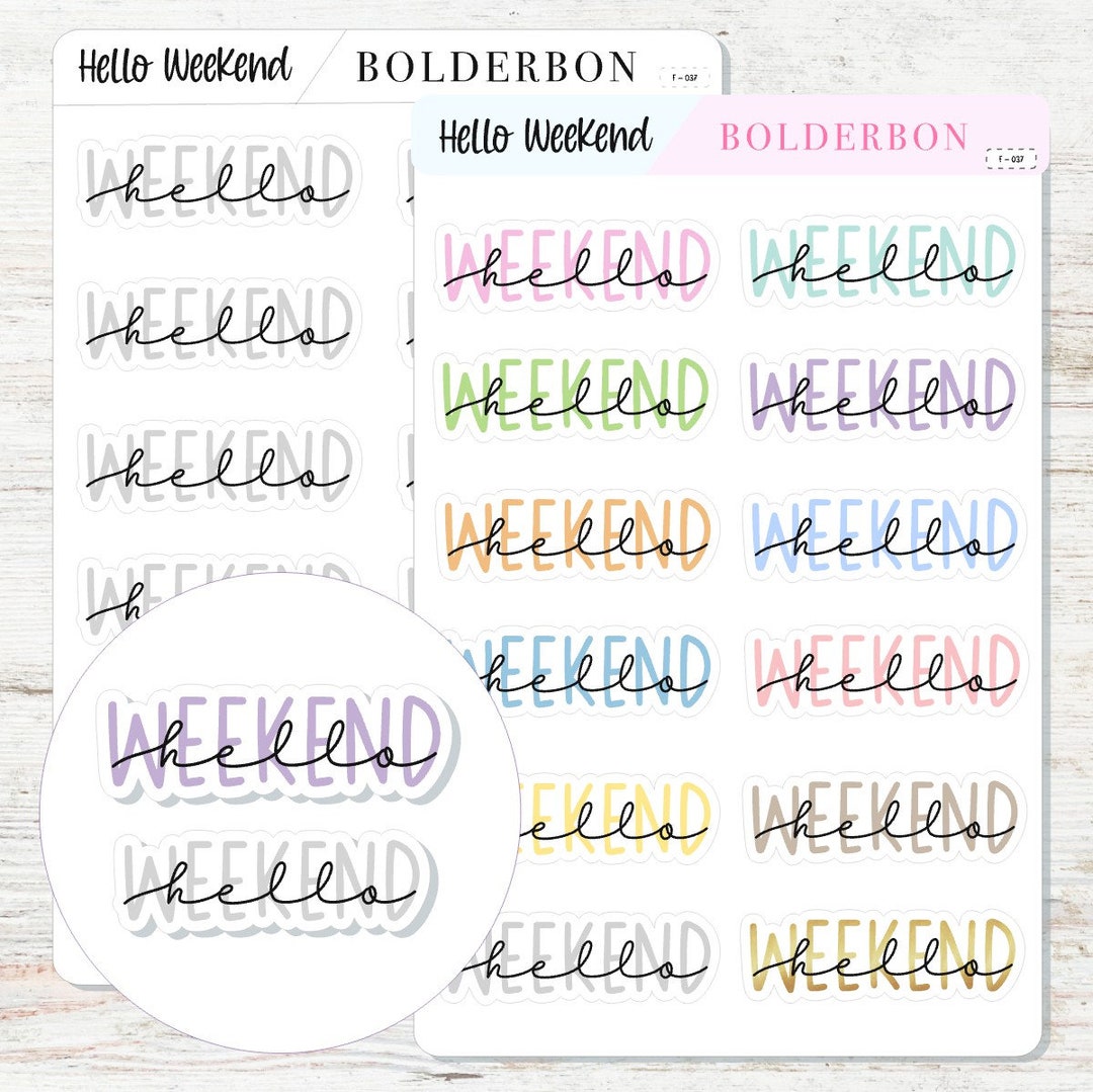 Hello Weekend • Planner Stickers • Weekend Script • Functional Stickers ...
