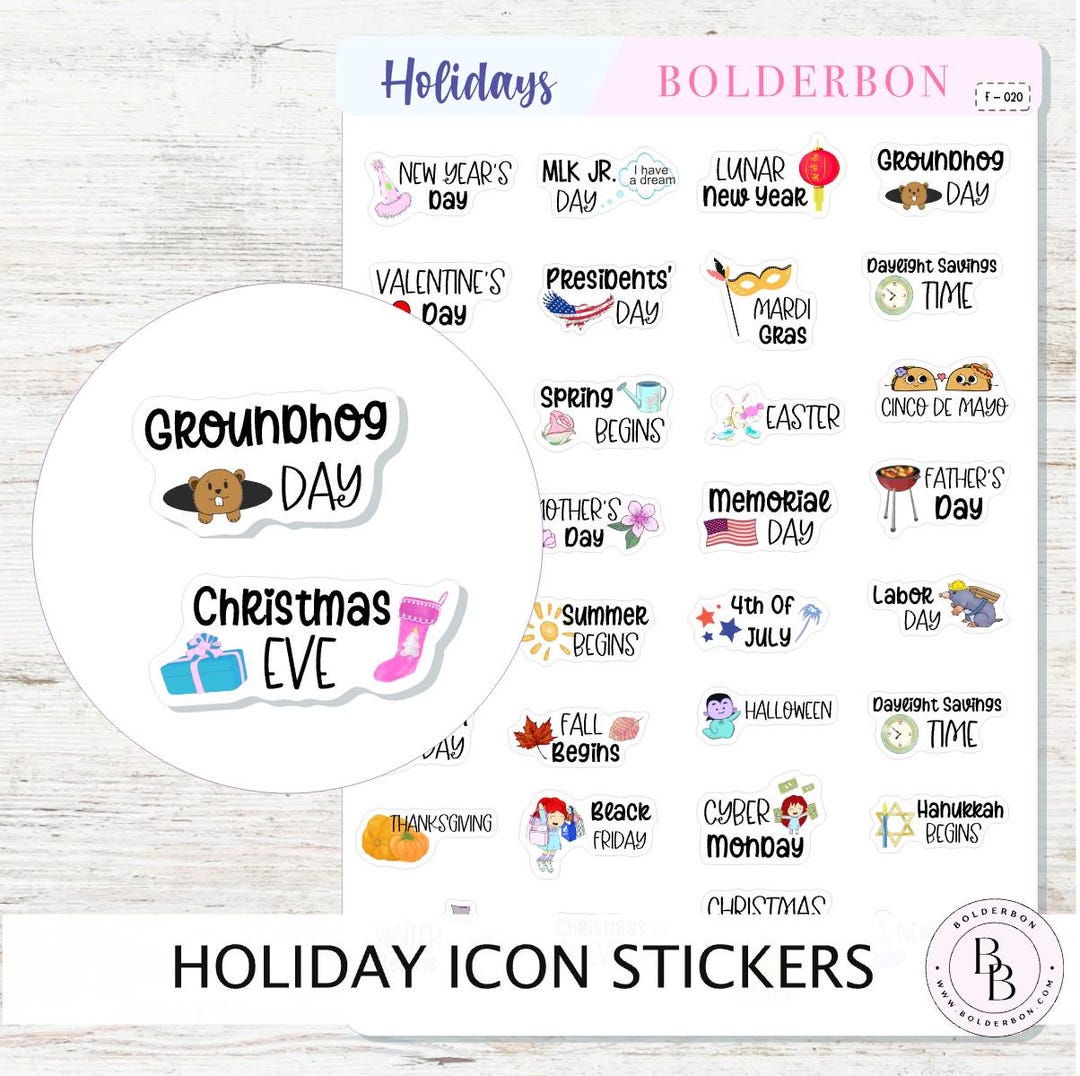 Holiday Planner Stickers • Seasonal Icons • Functional Calendar ...