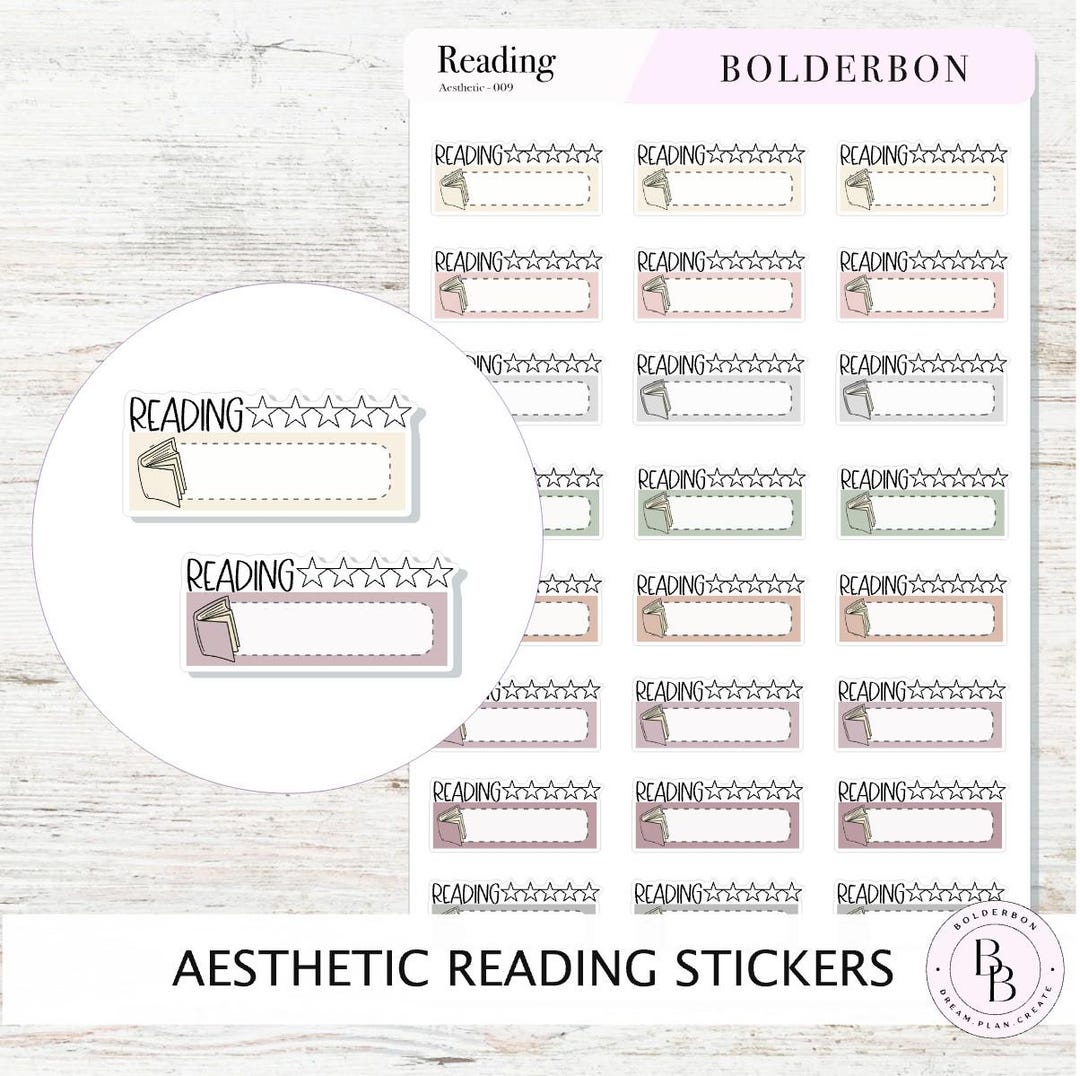 READING Stickers Neutral Aesthetic || Book Review Tracker, Star Rating ...