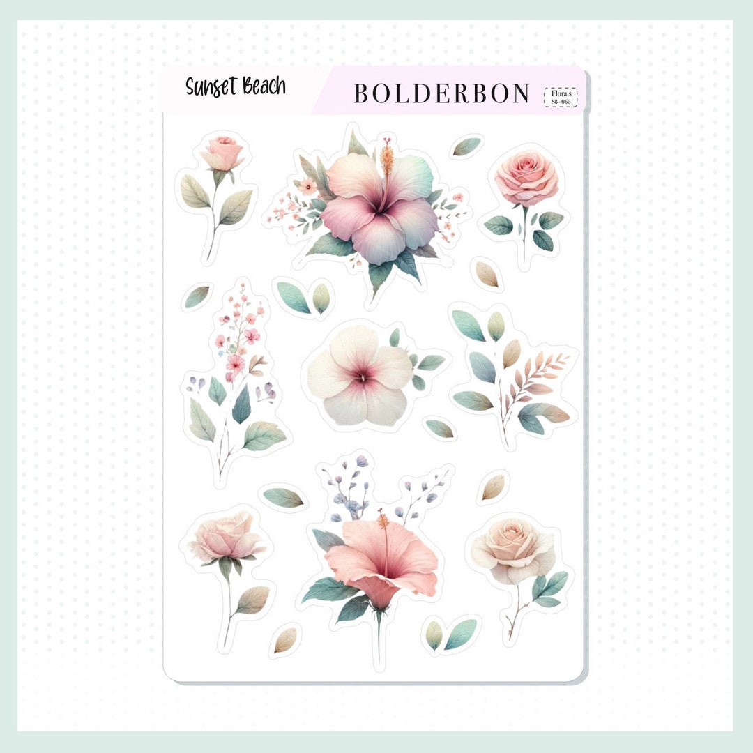 FLORAL Journal Stickers || SUNSET BEACH - Etsy