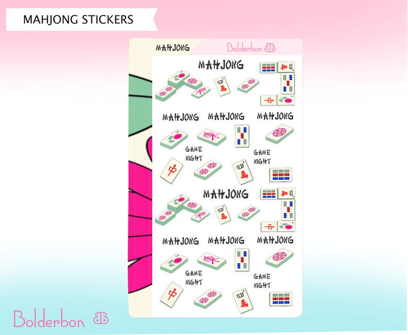 Mahjong Cute Stickers Planner Game Night Mahjongg Play - Etsy