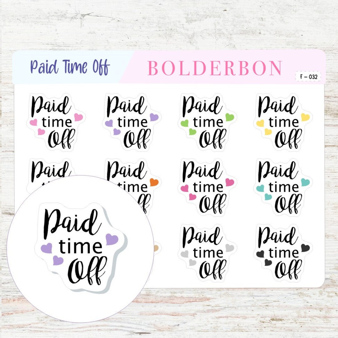 Paid Time off || Planner Stickers, PTO, Vacation, Day Off, No Work ...