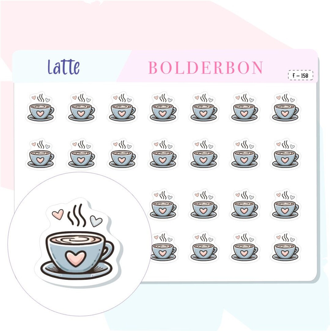 LATTE Icon Stickers Planner Stickers, Coffee, Mocha, Tea, Cappuccino - Etsy