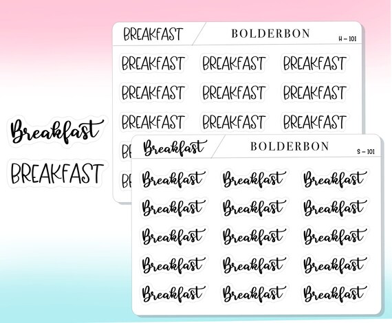 Paper Handwritten script planner stickers Breakfast Paper & Party ...