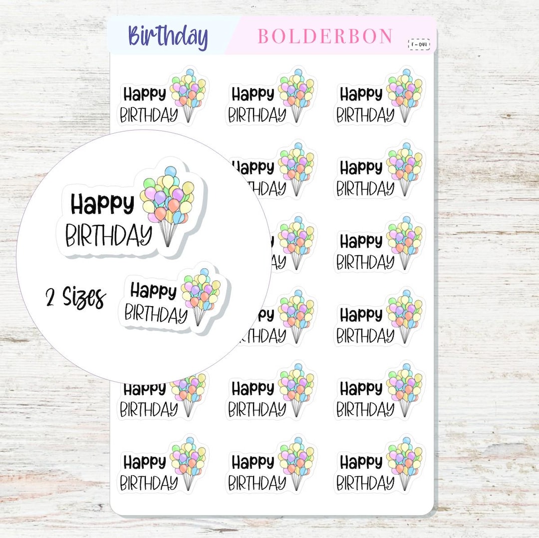 HAPPY BIRTHDAY BALLOON Planner Stickers || Birthday Balloons, Cute ...