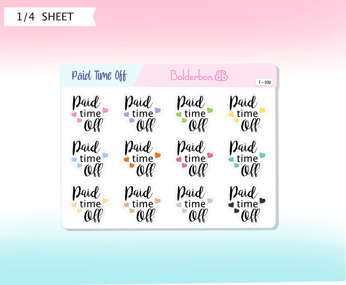 Paid Time off Planner Stickers PTO Vacation Day Off No | Etsy