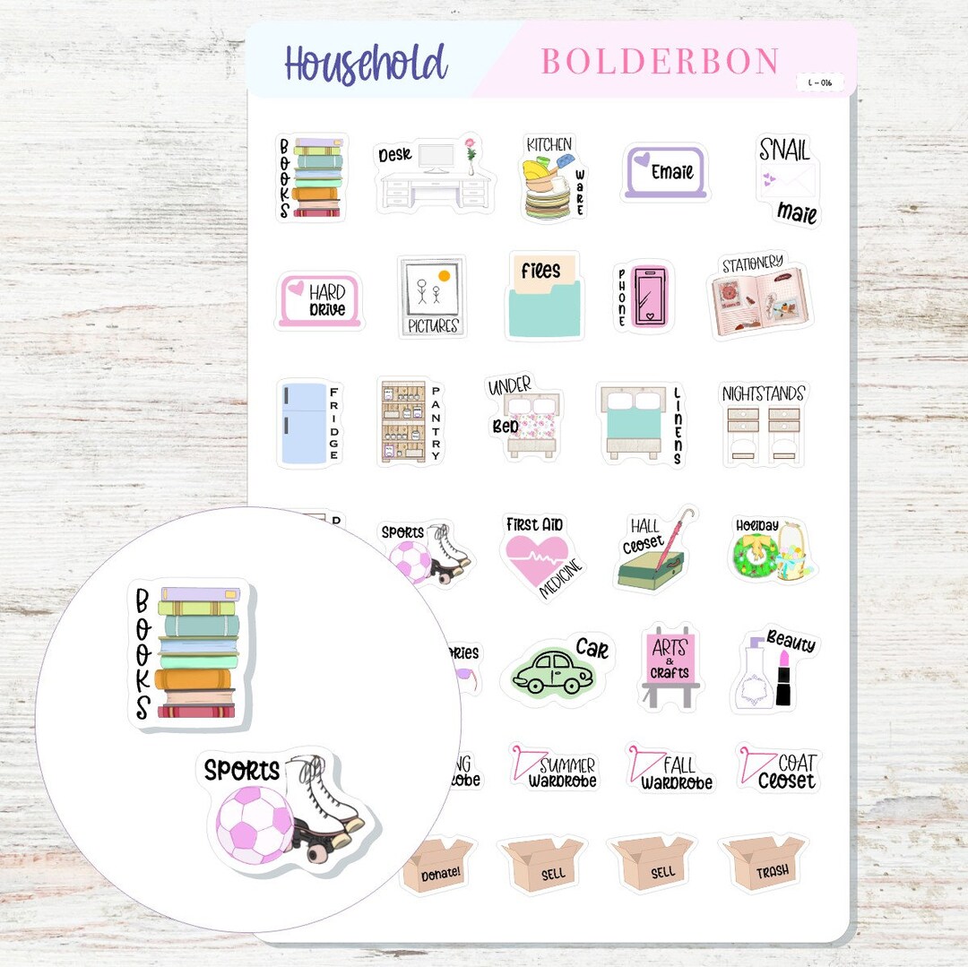 HOUSEHOLD Planner Stickers || Home, Cleaning, Declutter, Donate, Spring ...