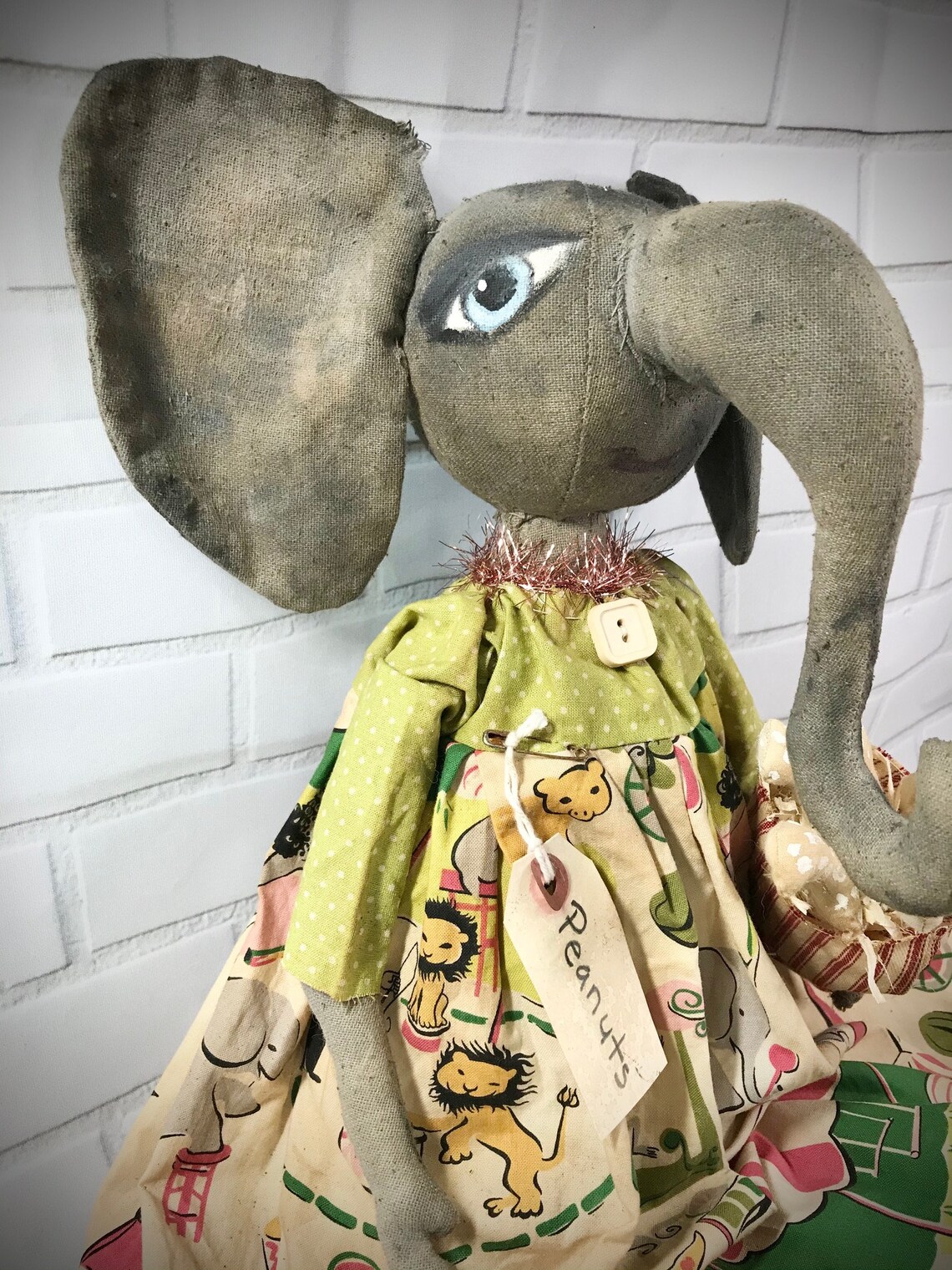 Circus Elephant Primitive Folk Art Doll Handmade | Etsy