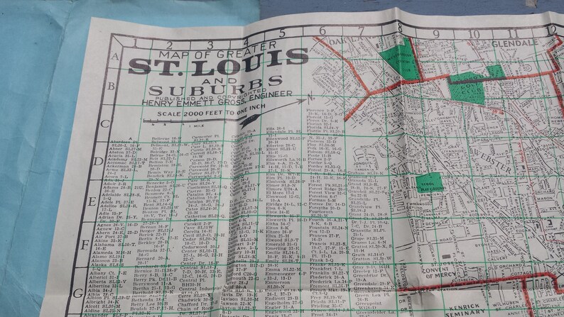 Rare AAA Street Map St Louis Missouri Large Pocket Fold Out Map 1940'S ...