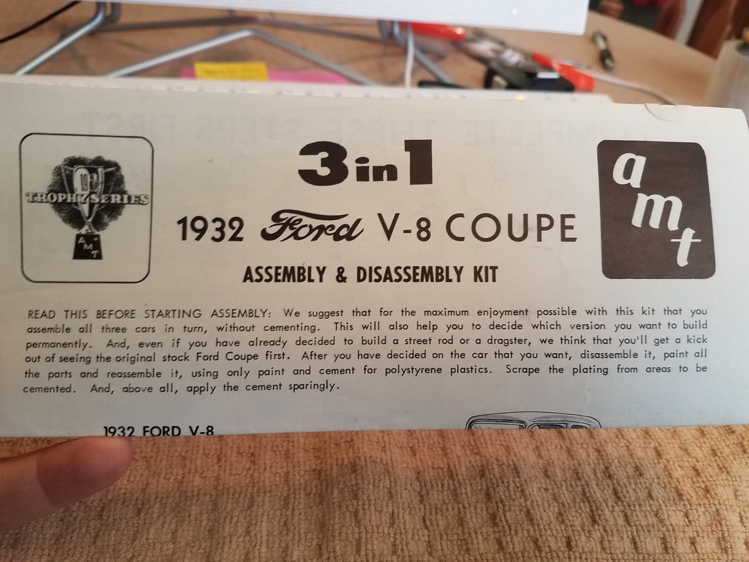 Vtg 3 in 1 1932 Ford V-8 Coup Model Car Instruction Sheet AMT Co. - Etsy