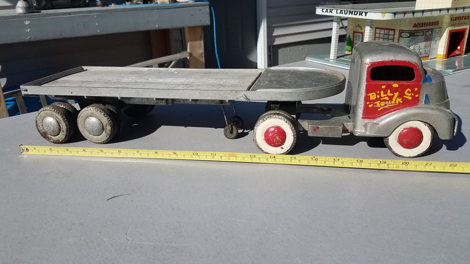 Vintage Smith Miller Hauler Truck & Wooden Semi Trailer Smitty Toys ...