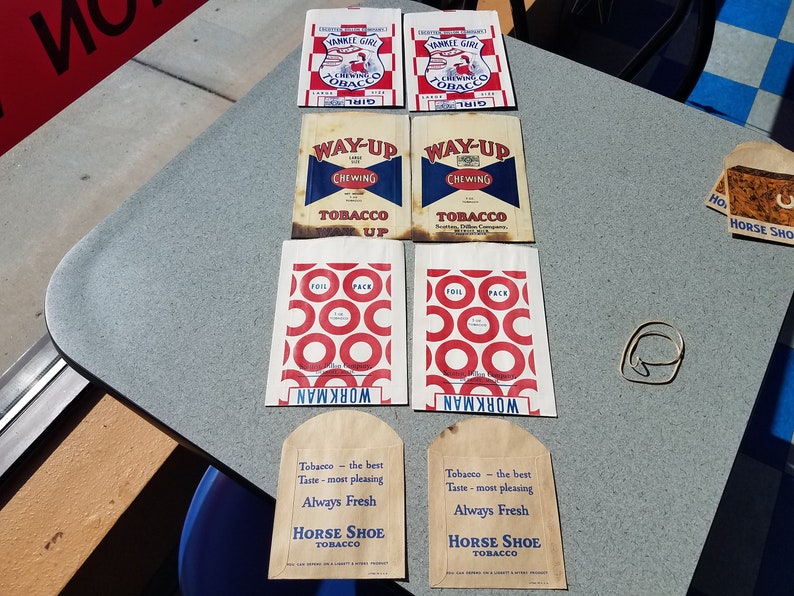 Lot of 8 Empty Chewing Tobacco Bags Pouches Yankee Girl Way up - Etsy