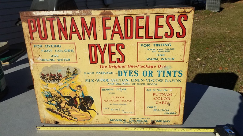 Antique Putnam Fadeless Dyes Tin Metal Counter Store Display ...