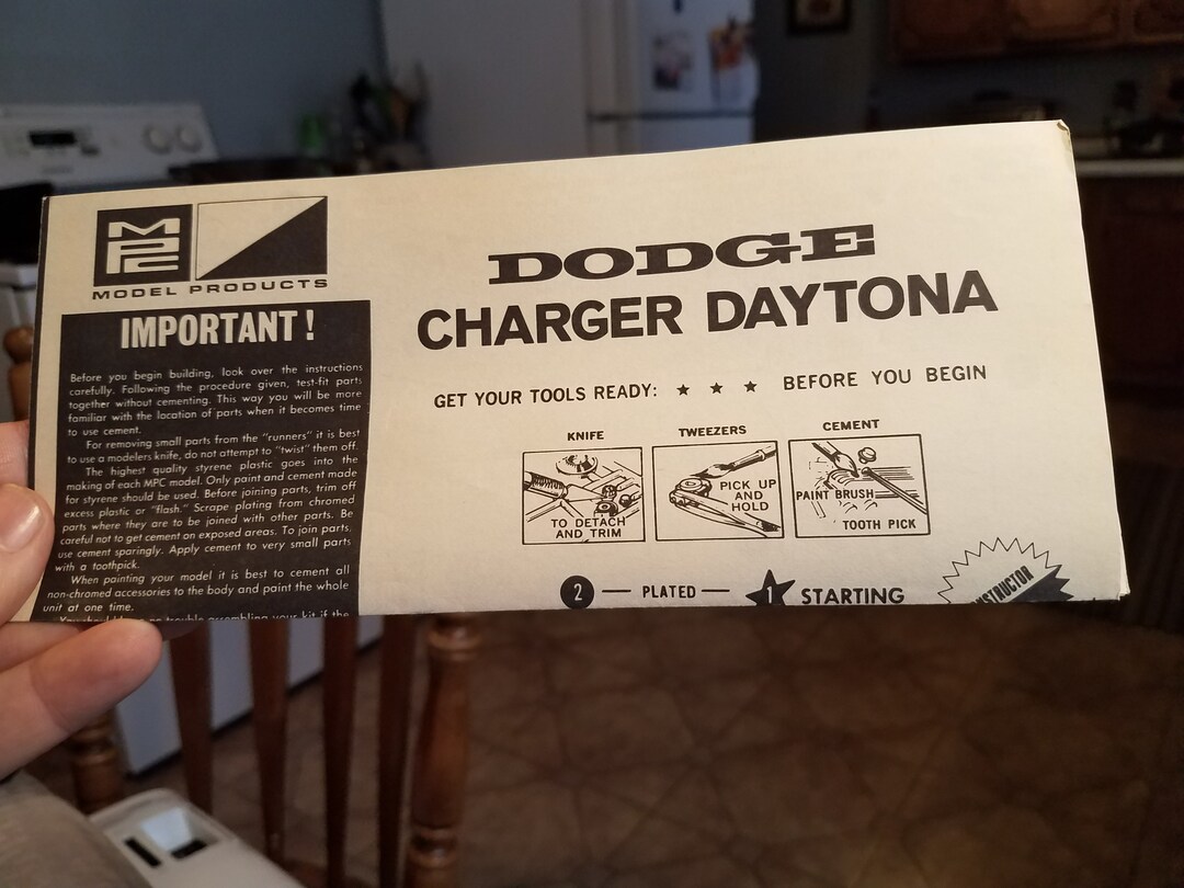 Vintage 1960s Dodge Charge Daytona Model Car Instruction Sheet MPC Co ...