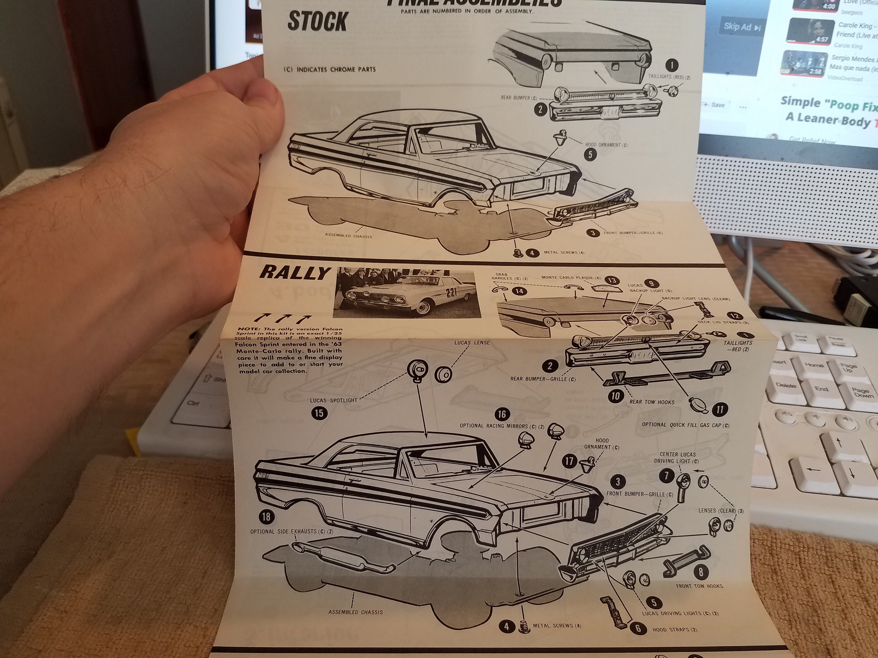 Vintage 1964 Ford Falcon Sprint Hardtop Model Car Instruction Sheet AMT ...