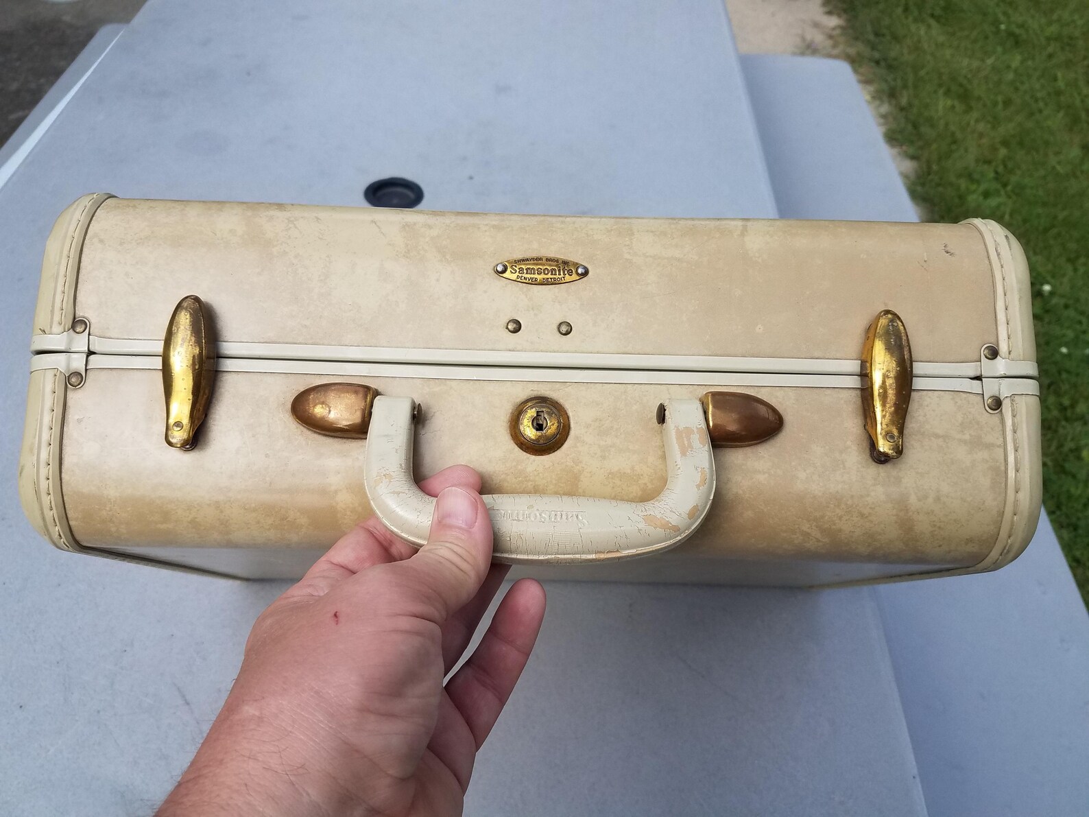 Vintage Small Samsonite Shwayder Bros Ivory 15 Train / Makeup Vanity ...