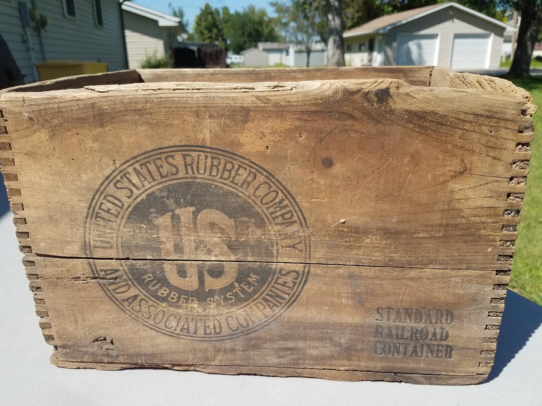 Antique US Rubber Co. Wood Railroad Crate Children's Urban Artic Shoes ...
