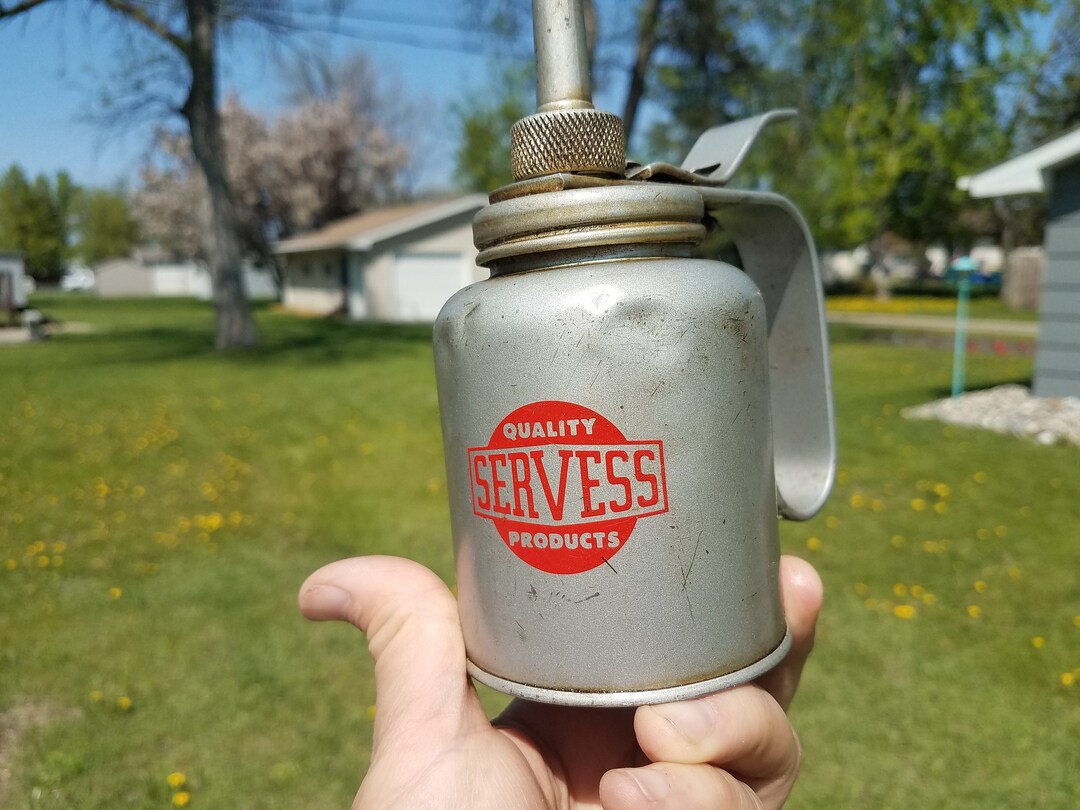 Vintage Eagle Quality 'servess' Products Metal Thumb Push Oiler Oil Can ...
