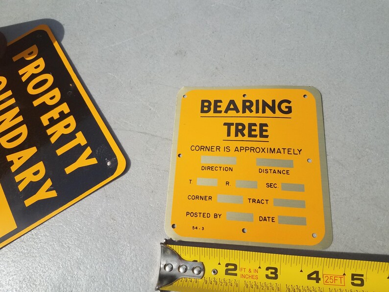 NOS Vintage Bearing Tree Metal Sign Retired Land Surveyors Sign - Etsy
