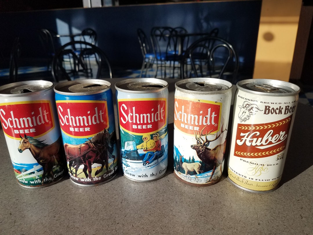 Lot of 5 1970s Schmidt Beer Flat Top Beer Cans Horse Elk Horses & Plow ...