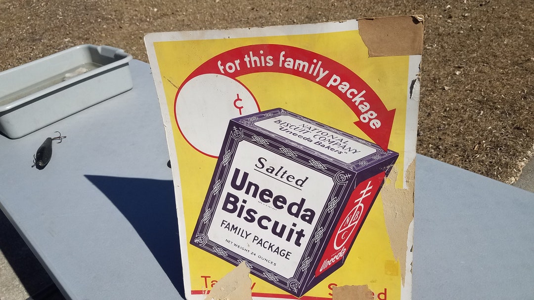 1920's 1930's Uneeda Biscuit Cardboard Poster Sign Grocery General ...