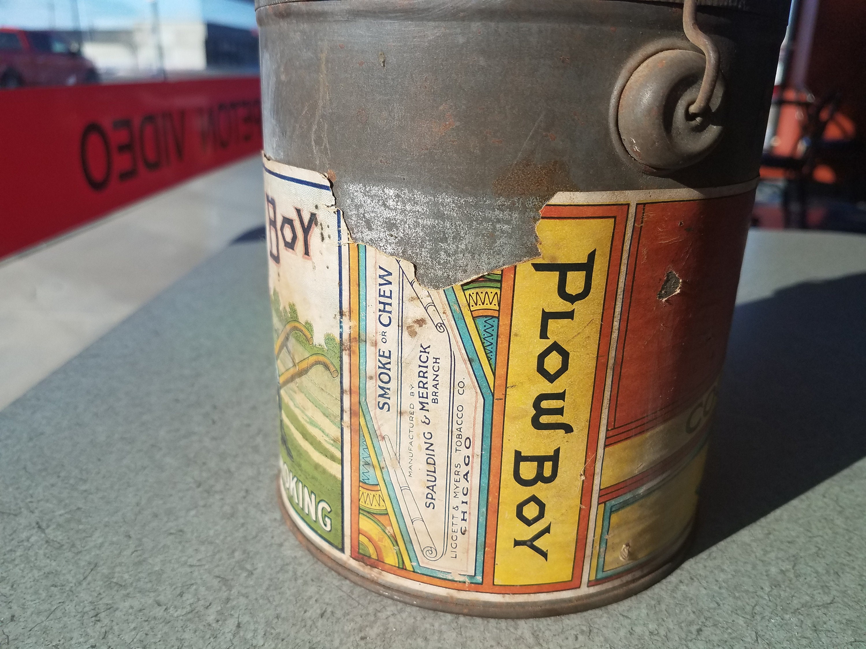 VTG 1920s Large Plow Boy Paper Label Lunch Pail Chewing Smoking Tobacco ...