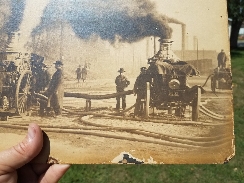 Antique C. 1890s Large Photo of Multiple Fire Pumpers 1 Marked '10 ...