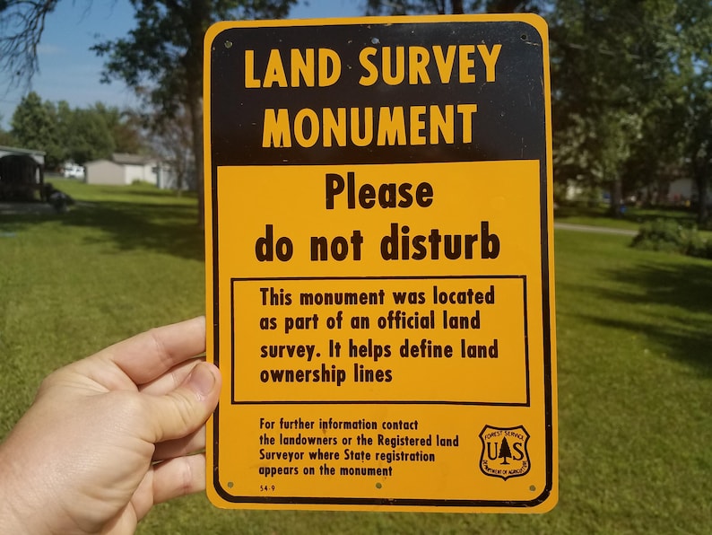 NOS Original Land Survey Monument Metal Sign National Forest Service 54 ...