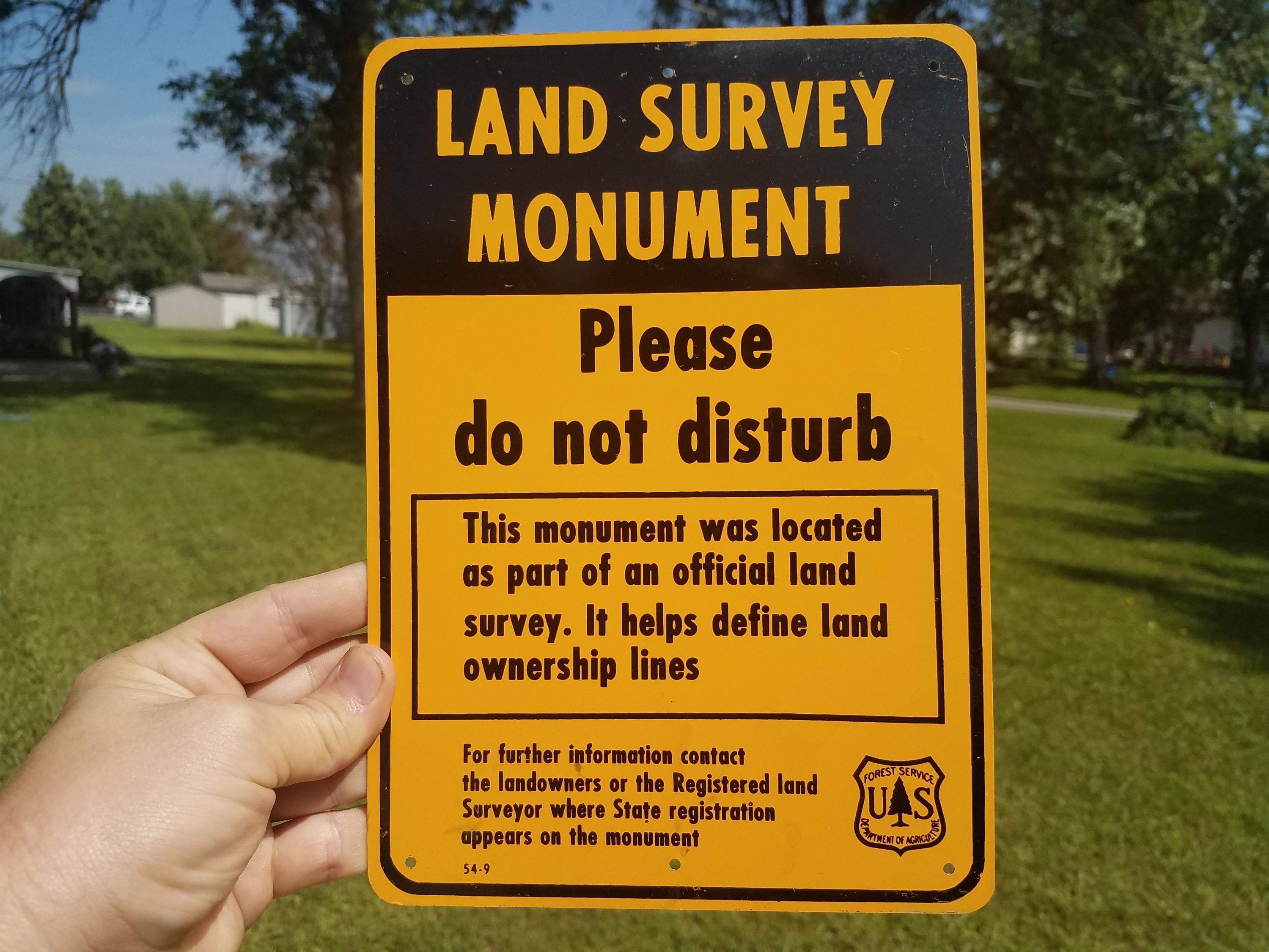 NOS Original Land Survey Monument Metal Sign National Forest Service 54 ...