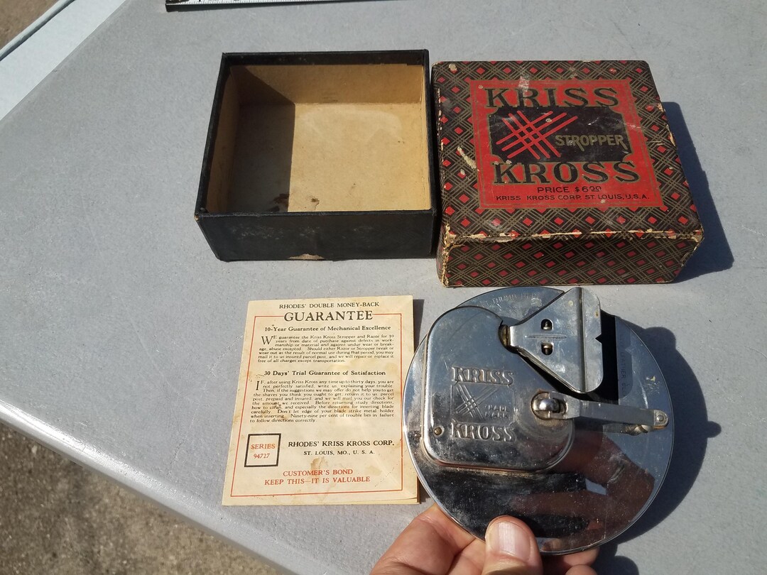 1920's Kriss Kross Stropper Razor Blade Sharpener W/ Original Box ...