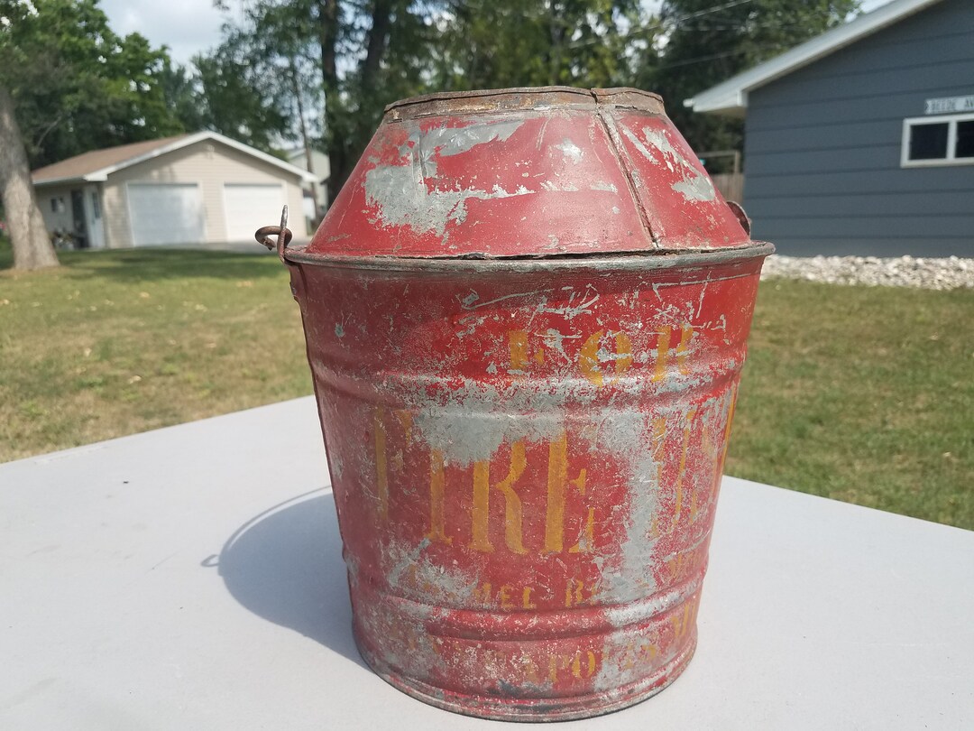 Antique 'for Fire Use' Painted Red Bucket Pail W/ Handle Minneapolis ...