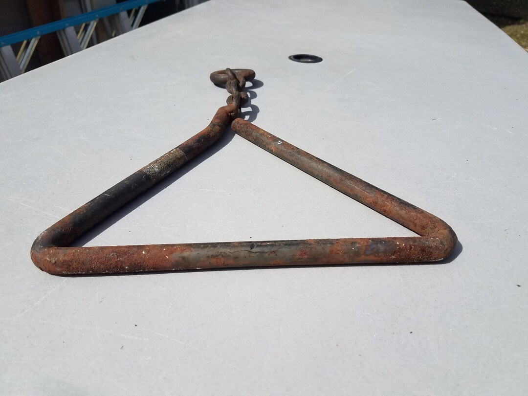 Antique Hand Forged Dinner Bell Triangle Cowboy Western Americana NO ...