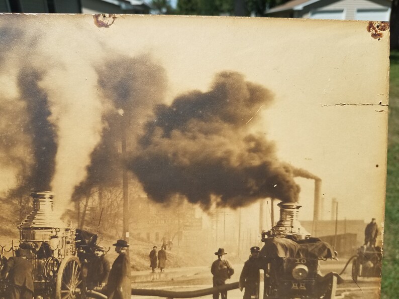 Antique C. 1890s Large Photo of Multiple Fire Pumpers 1 Marked '10 ...