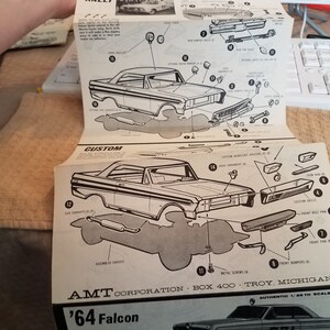 Vintage 1964 Ford Falcon Sprint Hardtop Model Car Instruction Sheet AMT ...