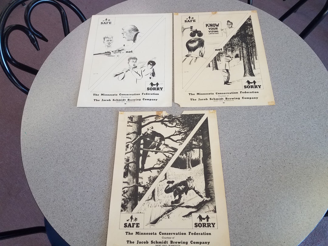 Lot of 3 1950's Jacob Schmidt Beer Brewing Co. Mn Conservation Hunters ...