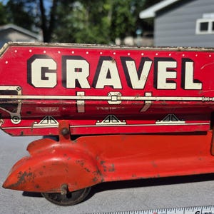 Vintage 1940s MARX Red & Yellow Sand Gravel Toy Dump Truck With Front ...