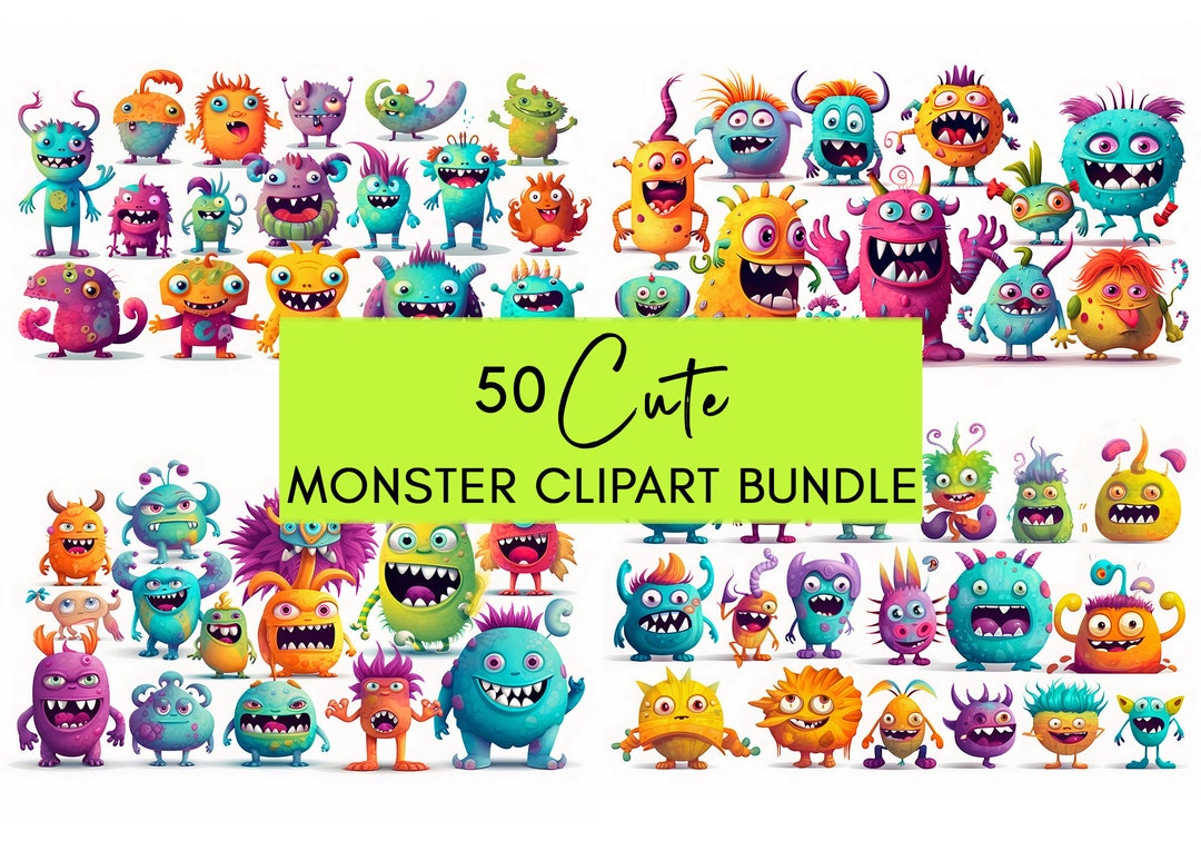 Cute Monster Clipart, Png, Baby Monster, Watercolor Cute Monster ...