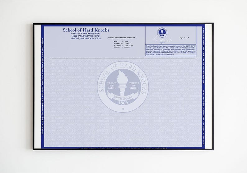 Custom Joke Diploma, Fake Diploma, Funny Certificate, Transcript ...