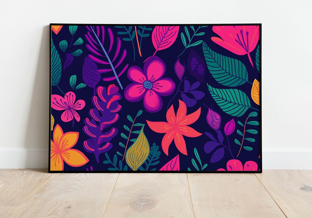 Colorful Floral Pattern, Printable Wall Art, Downloadable Prints, Wall ...