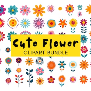 Cute Flower Retro Flower Clipart SVG PNG Digital - Etsy