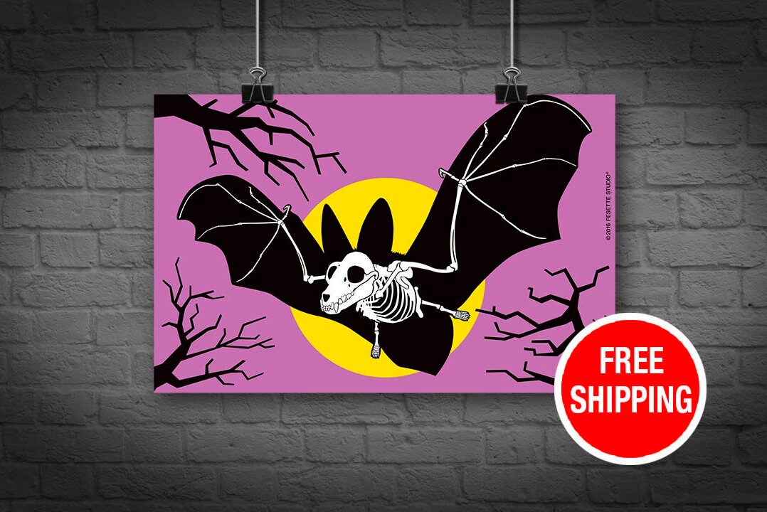 Bat Skeleton Poster | Etsy