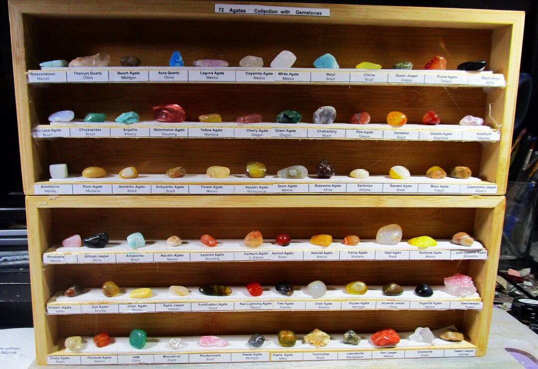 Agates With Gemstones Vertical Desktop Display Collection or Wall ...