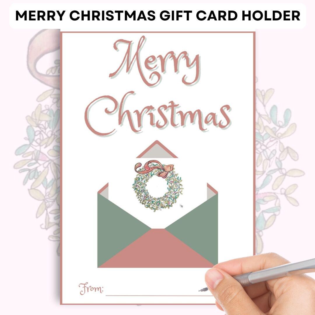 Merry Christmas Printable Gift Card Holder | Printable Christmas Gift ...