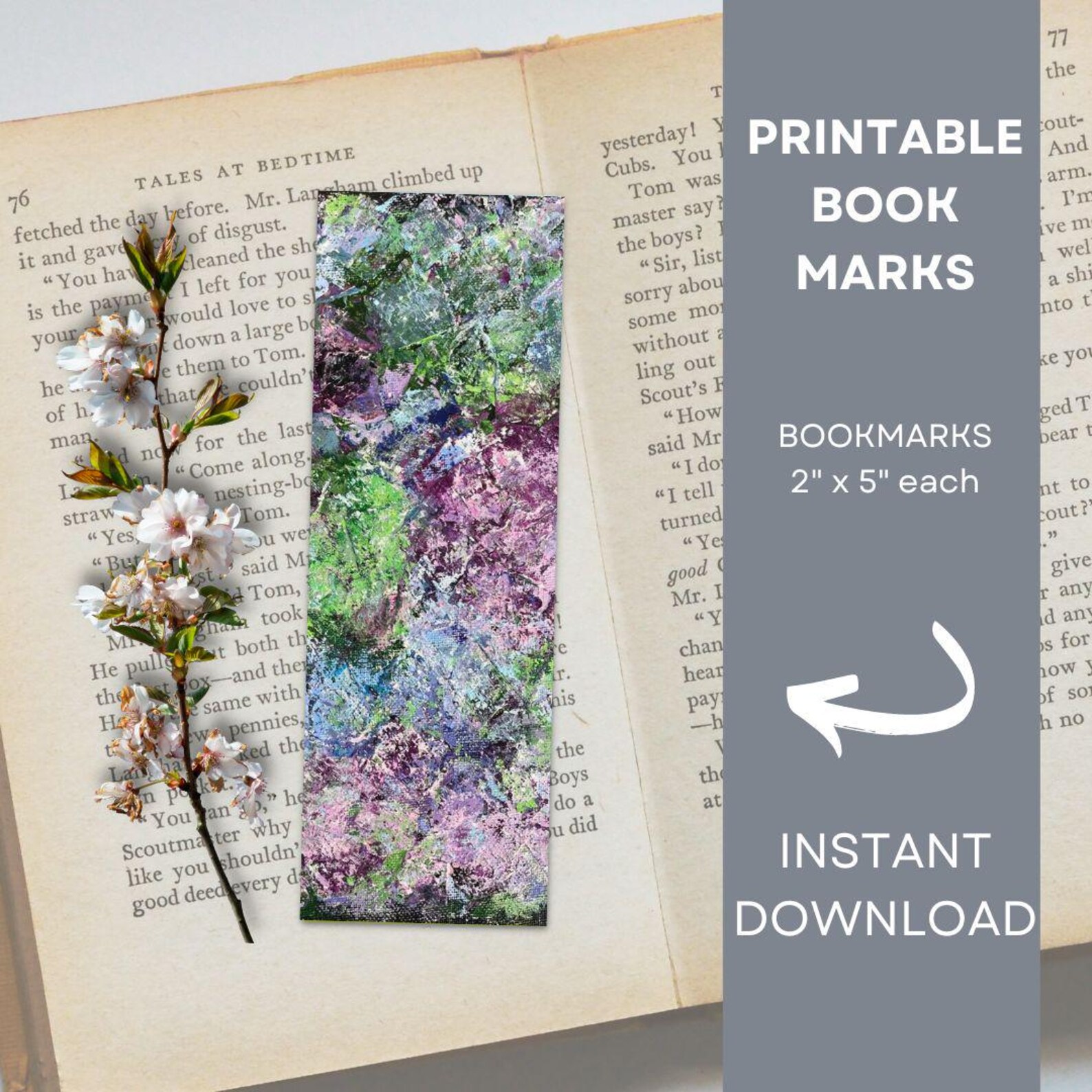 Printable Book Marks | Instant Download Sheet of 6 Book Marks | Print ...